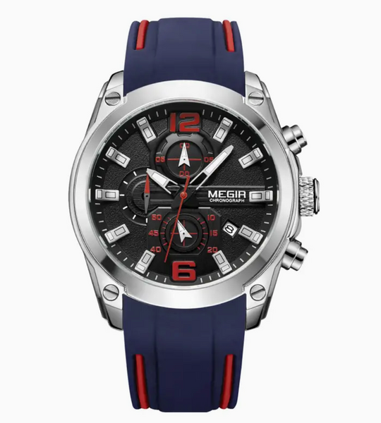 Megia Navy/Black/Silver Chronograph Watch – Banned Skate Shop
